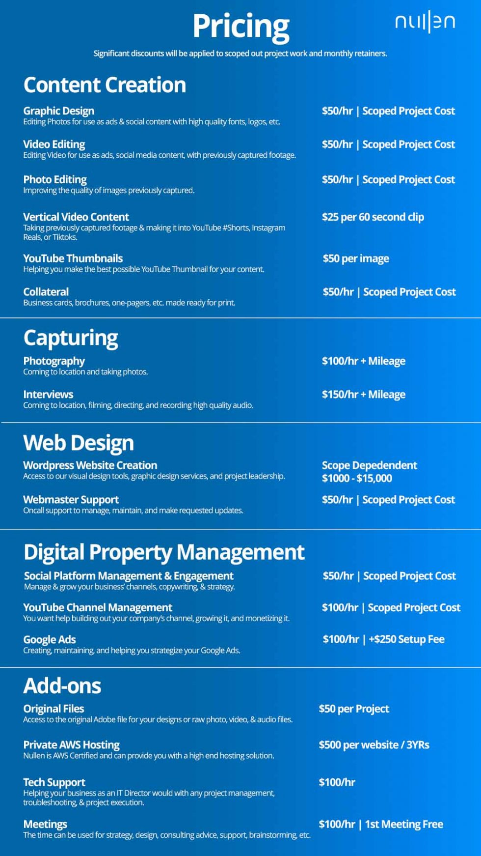 Pricing - Nullen Digital Marketing